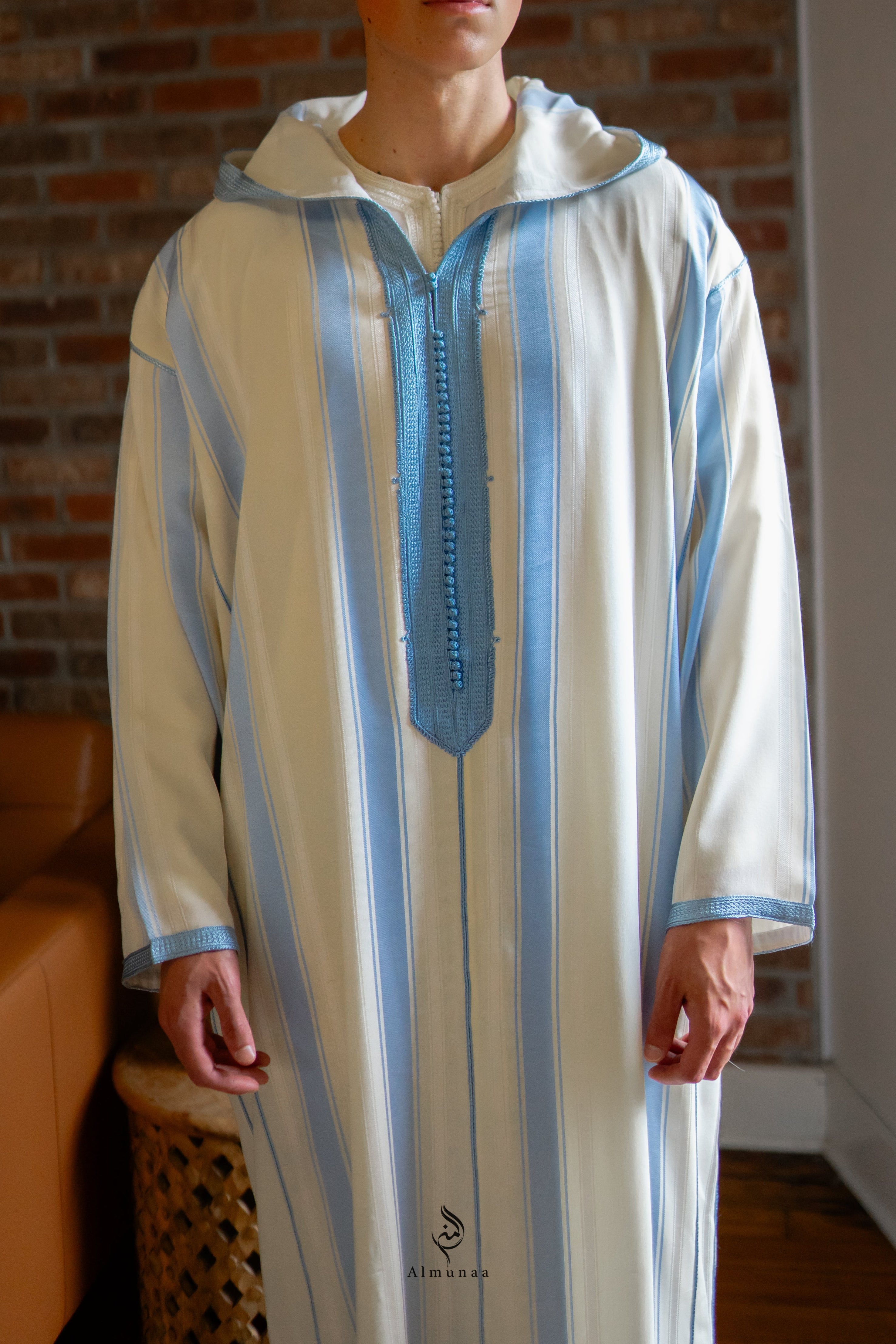 Custom Handmade Moroccan Djellaba Stripped and Hood – Mlifa Cotton, Pe ...